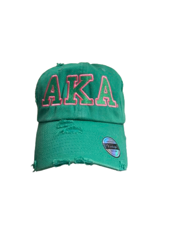 AKA Green Distressed Adjustable Cap – Heritage Treasures Inc